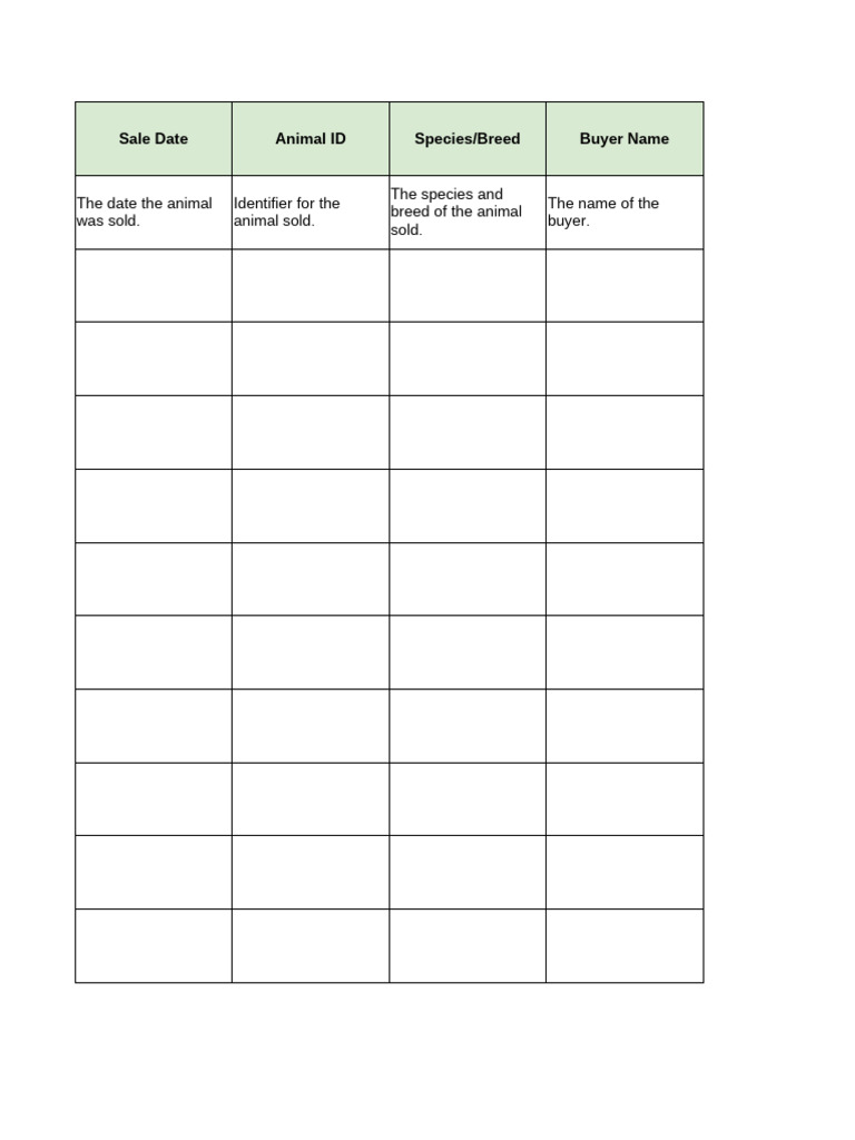 Livestock Sale Records - Excel | PDF