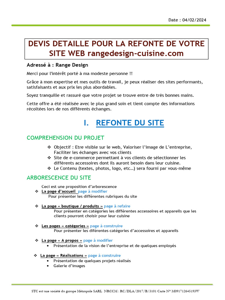 Devis pour refonte site web e-commerce | PDF | Optimisation de moteur ...