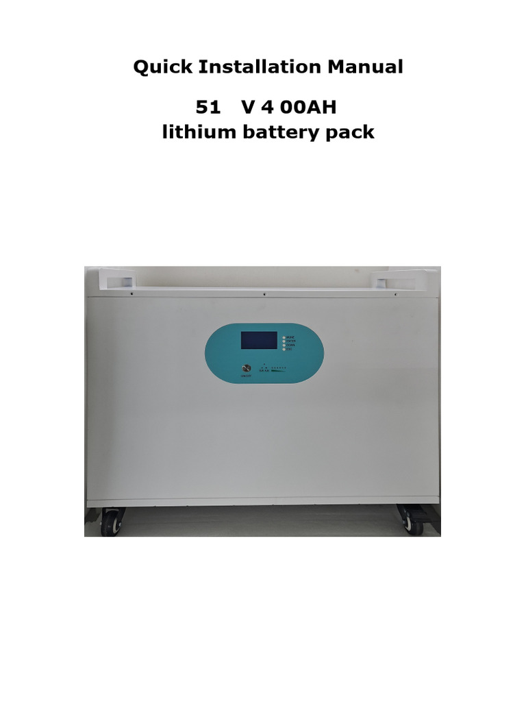 Quick Guide to 51.2V 400Ah Battery Installation | PDF | Battery Charger ...