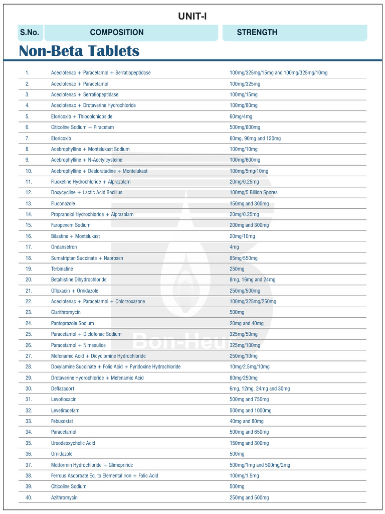 Bon-Heur Product List | PDF | Magnesium | Chemical Substances