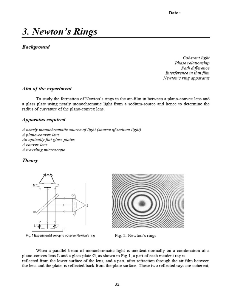 Newtons Ring | PDF | Applied And Interdisciplinary Physics | Motion ...