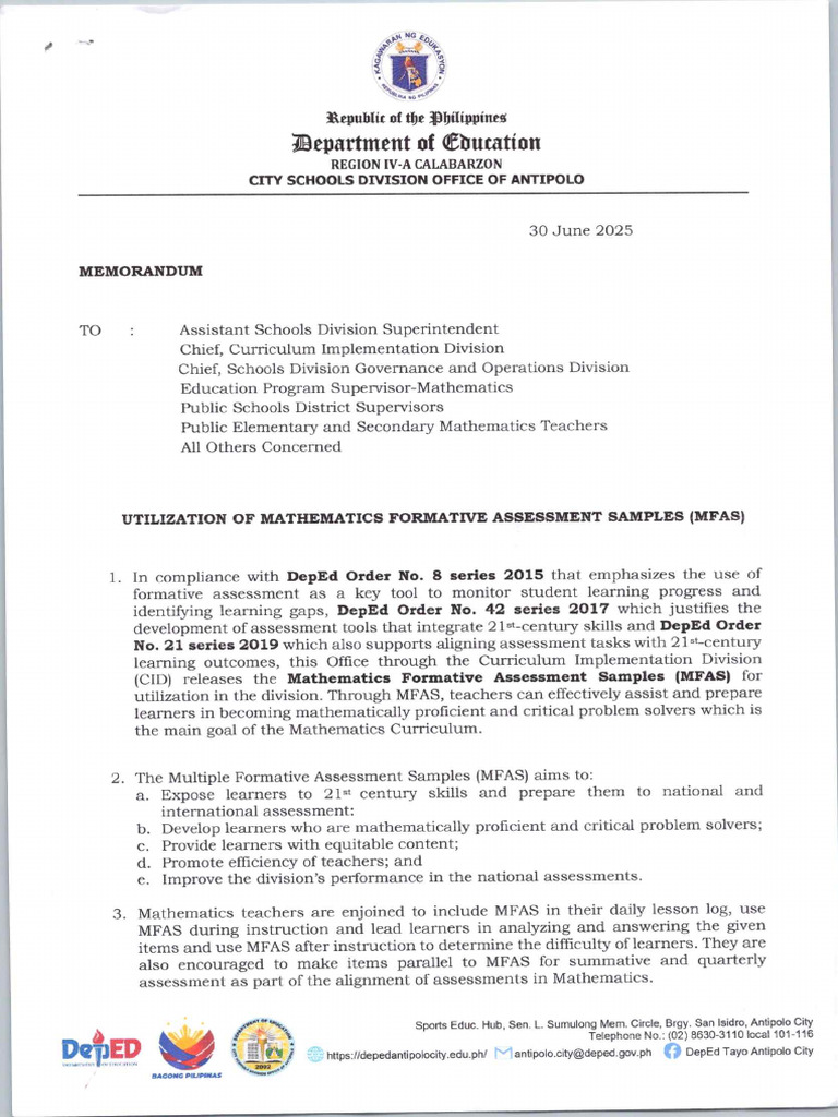 Um 453 Utilization of Mathematics Formative Assessment Samples Mfas | PDF