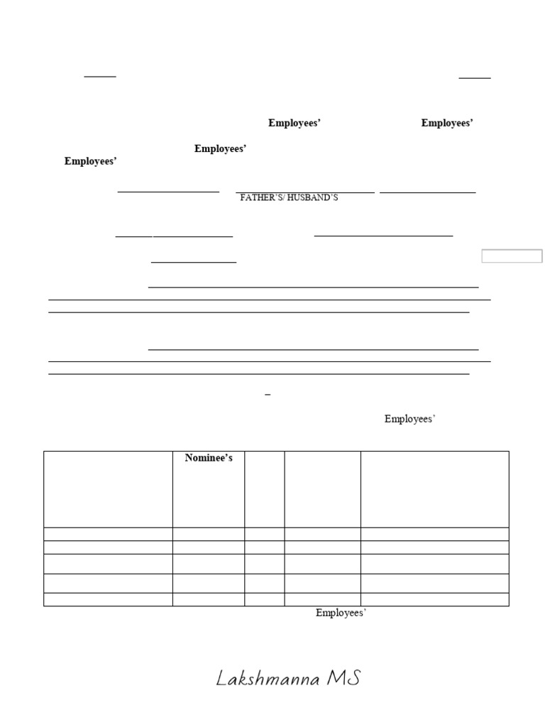 Form 2 - PF Nomination - Lakshmanan | PDF