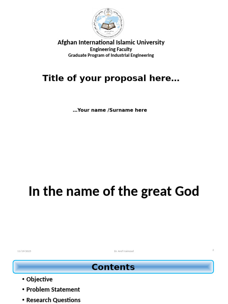 IE EF AIIU Proposal Defense PPT Format | PDF