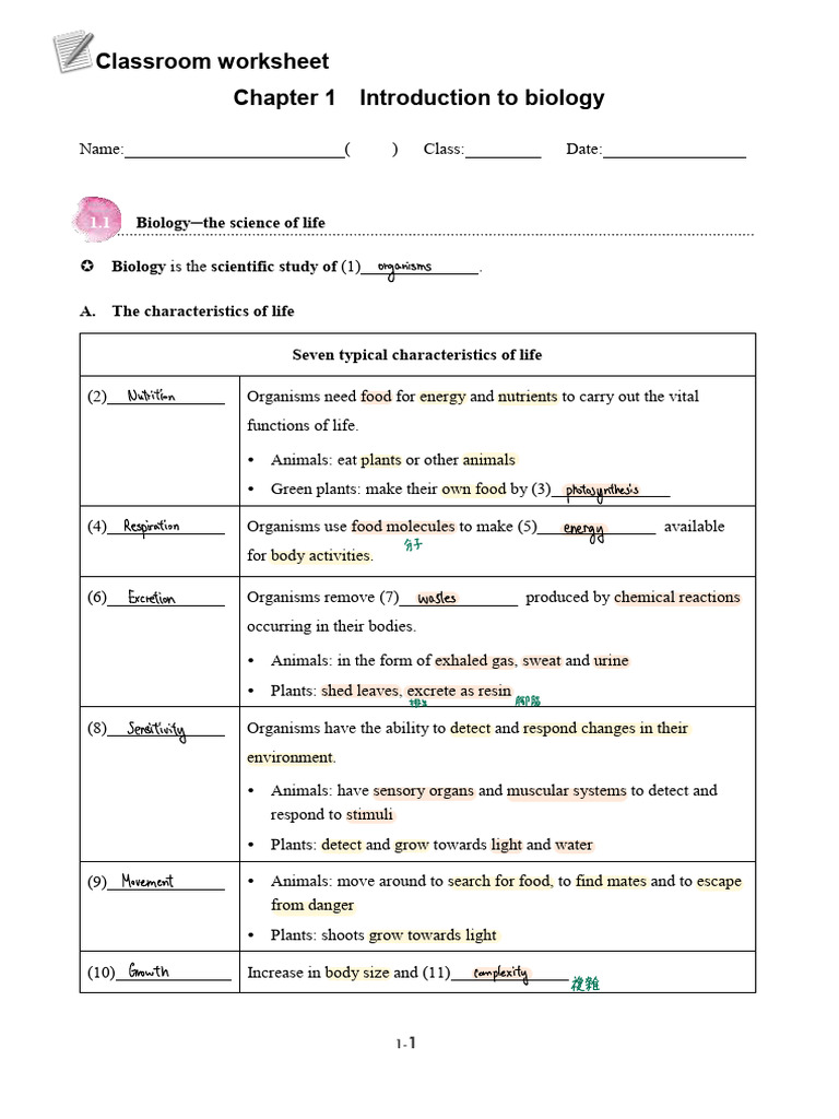 Biology Introduction Worksheet | PDF | Biology | Experiment