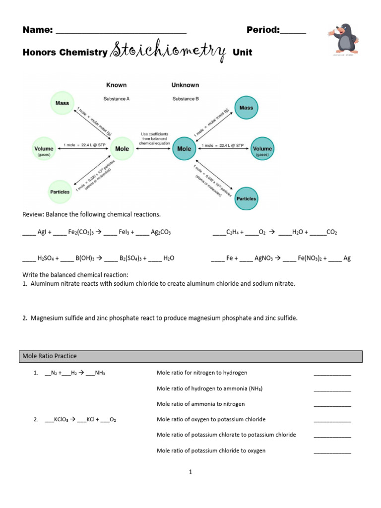 Stoichiometry Practice Problems Guide | PDF | Chemical Reactions ...