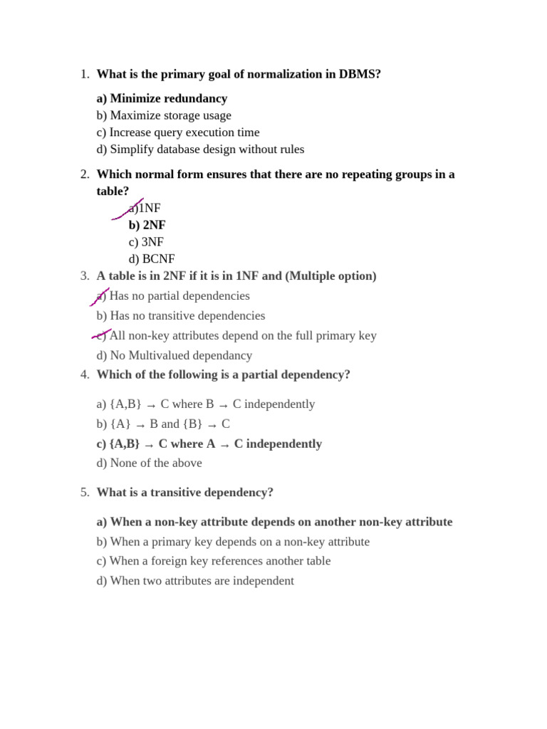 Normalization Quiz With Ans[1] | PDF | Information Science | Data Management