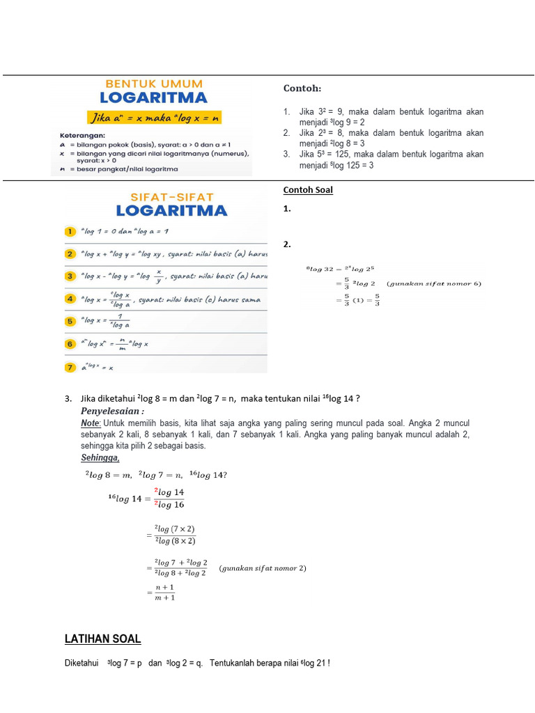 Pengertian dan Contoh Logaritma | PDF