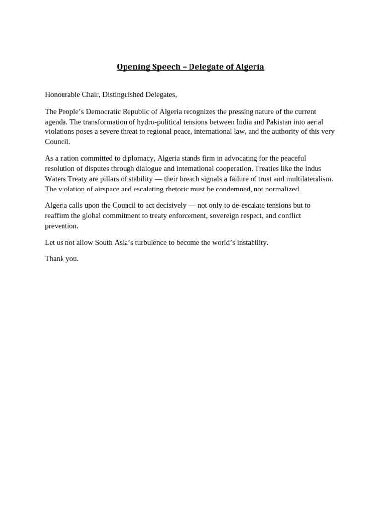 Opening Speech | PDF