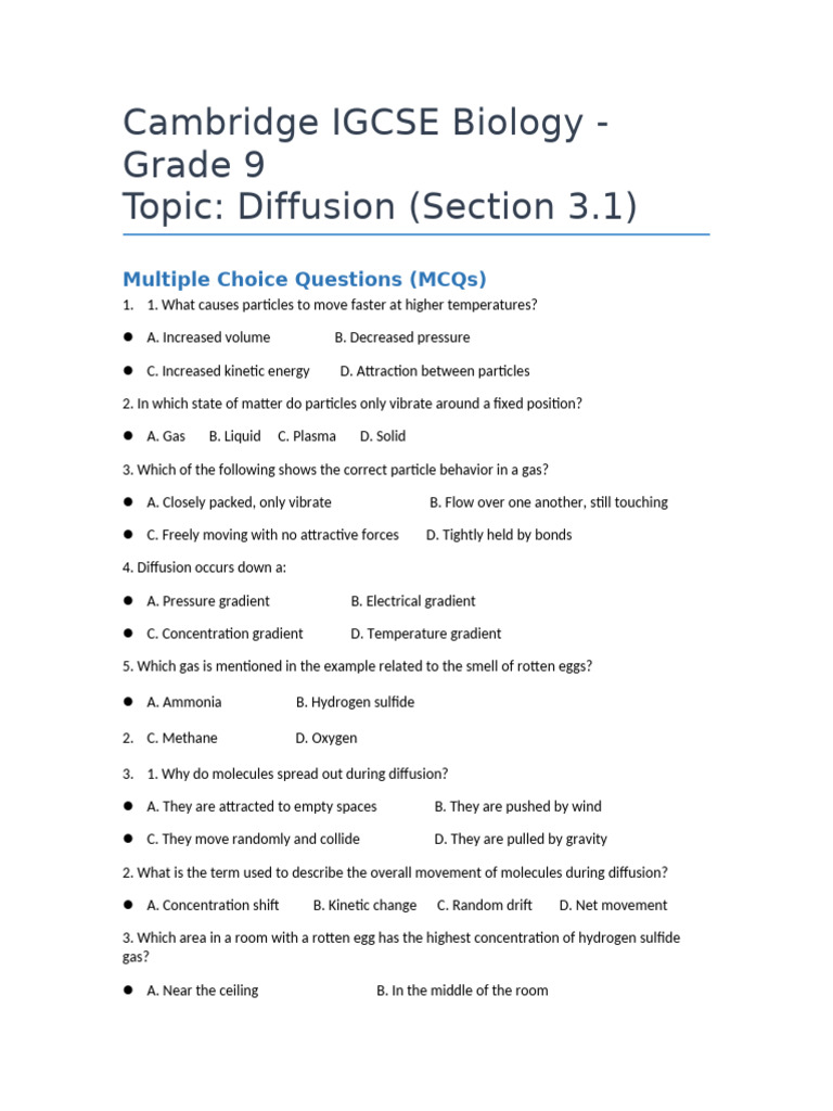 Cambridge Diffusion Question | PDF | Diffusion | Gases