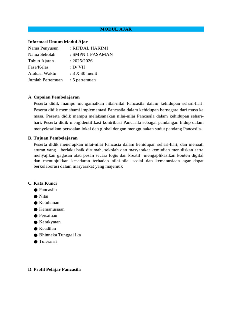 Modul Ajar Bab 2 Rifdal Hakimi | PDF