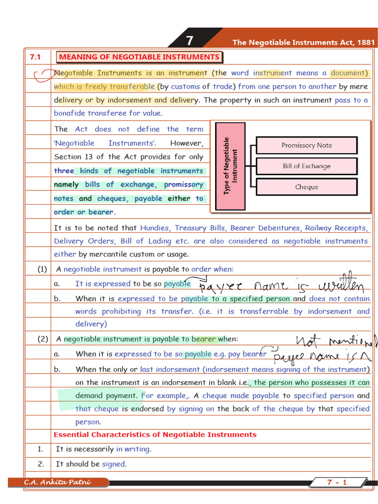 Negotiable Instruments Act | PDF | Negotiable Instrument | Cheque