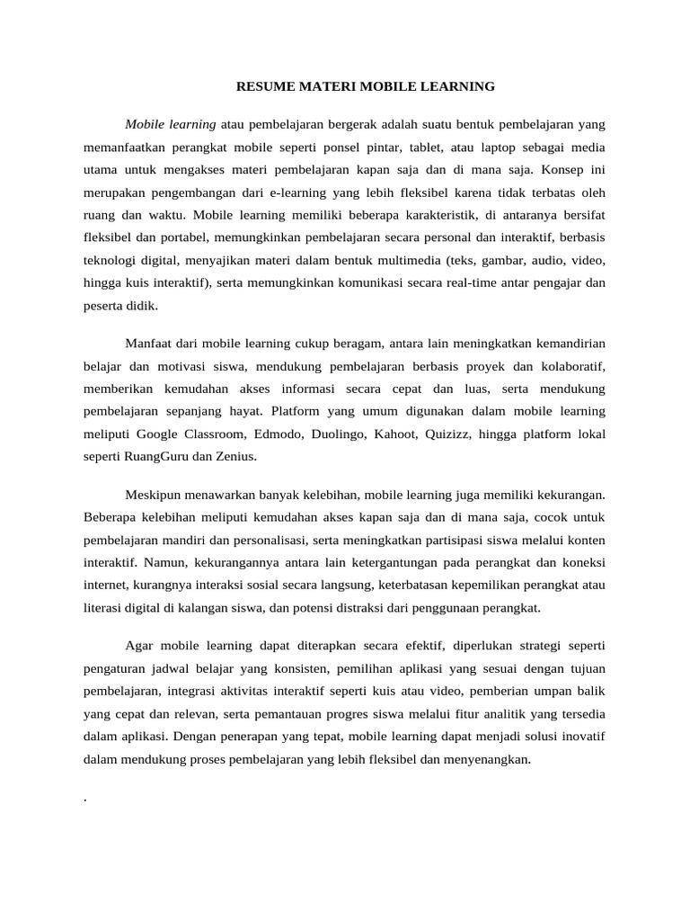 Resume Materi Mobile Learning | PDF