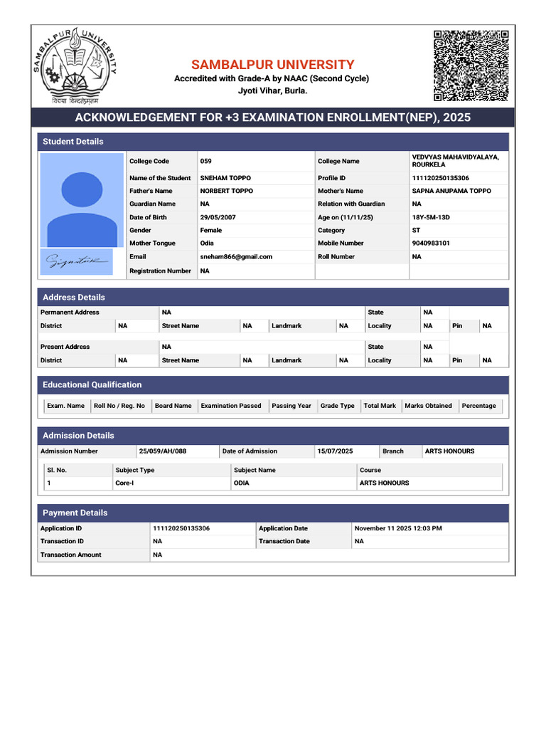 Student Enrollment Acknowledgement | PDF | Higher Education | Vocational Education