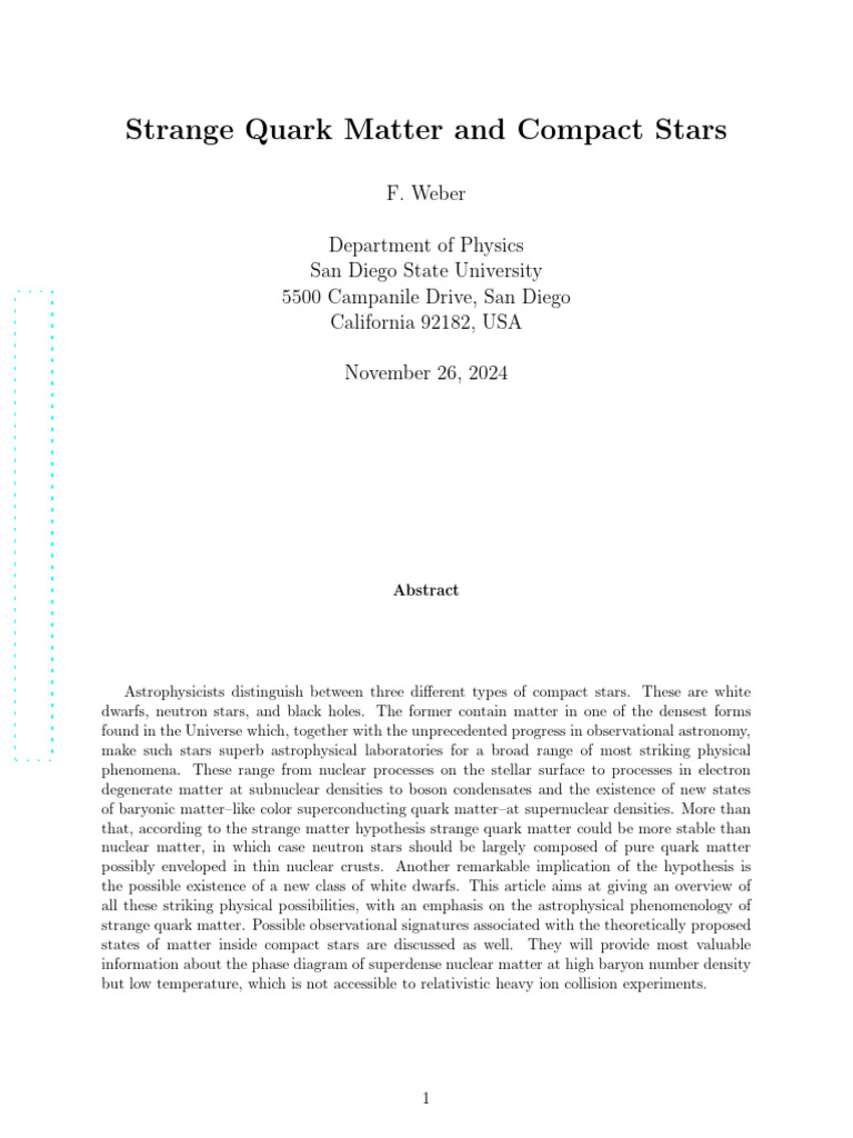 Strange Quark Matter and Compact Stars | PDF | Matter | Gravitational Wave