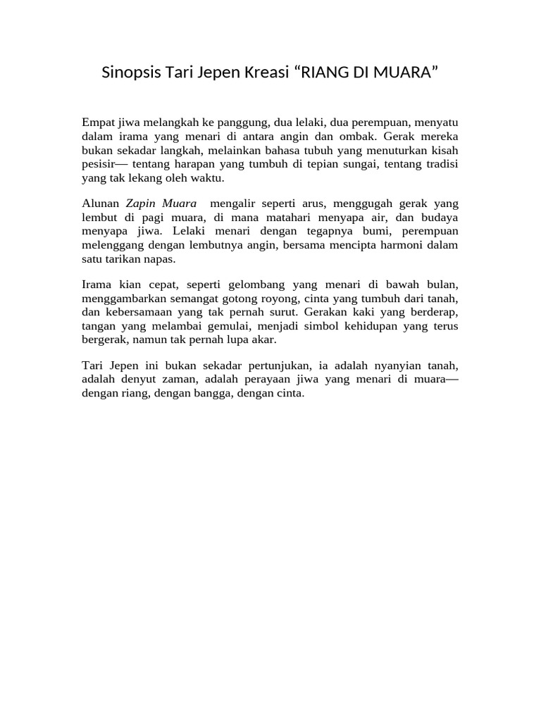 Sinopsis Tari Jepen Kreasi | PDF