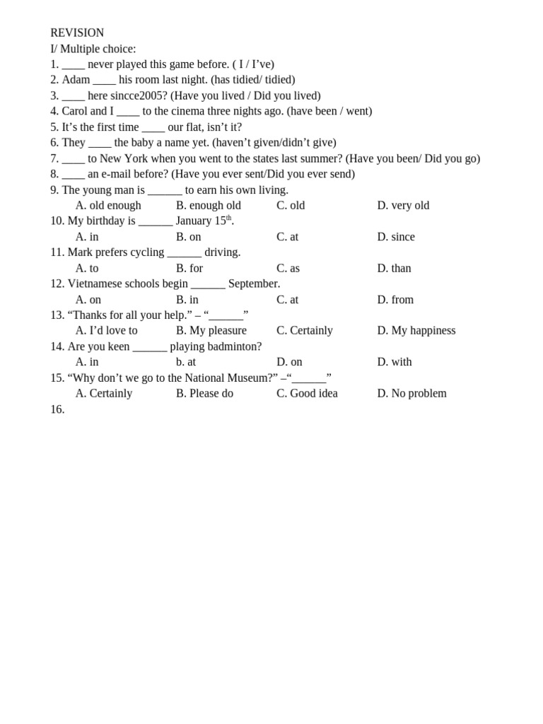 English Grammar Multiple Choice Quiz | PDF