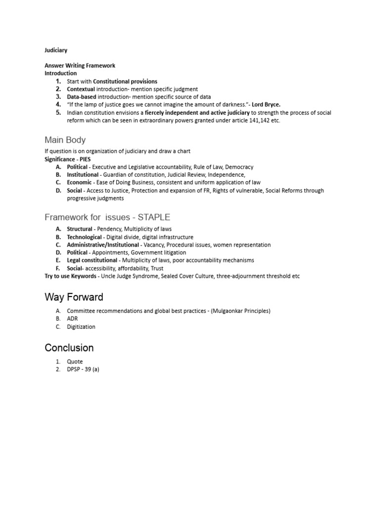 Judiciary - Answer Writing Framework | PDF