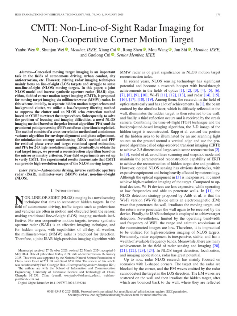 CMTI Non-Line-Of-Sight Radar Imaging For Non-Cooperative Corner Motion ...