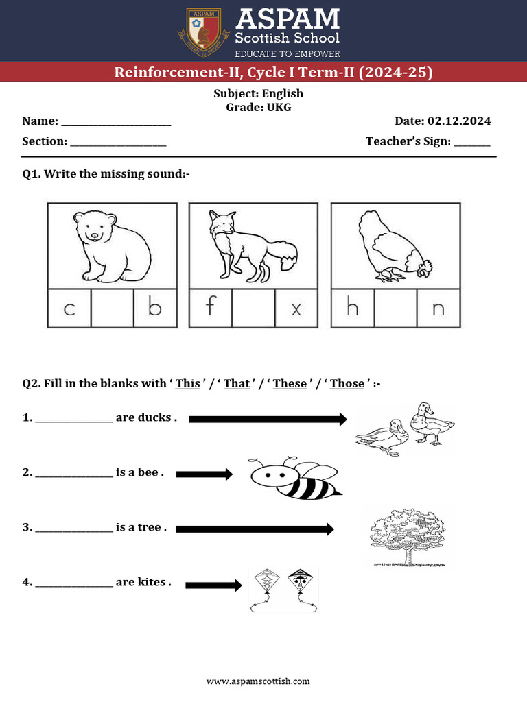 English - Reinforcement-2 UKG | PDF