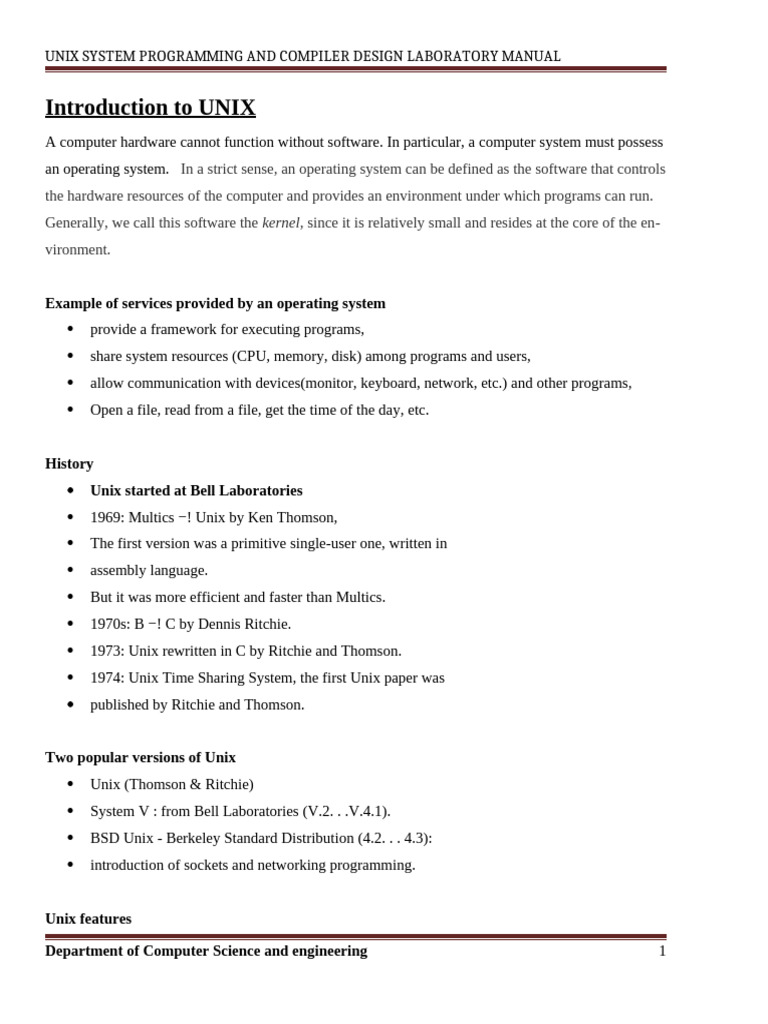 Usp Lab Manual V3 | PDF | Operating System | Unix