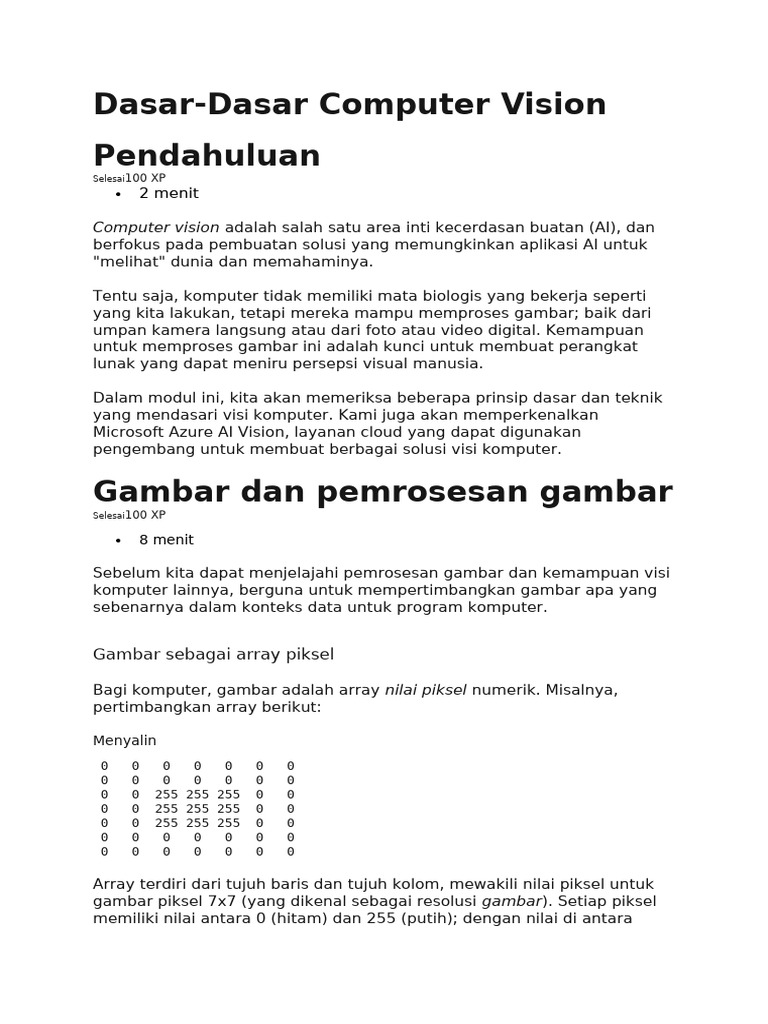 Dasar-Dasar Visi Komputer dan CNN | PDF