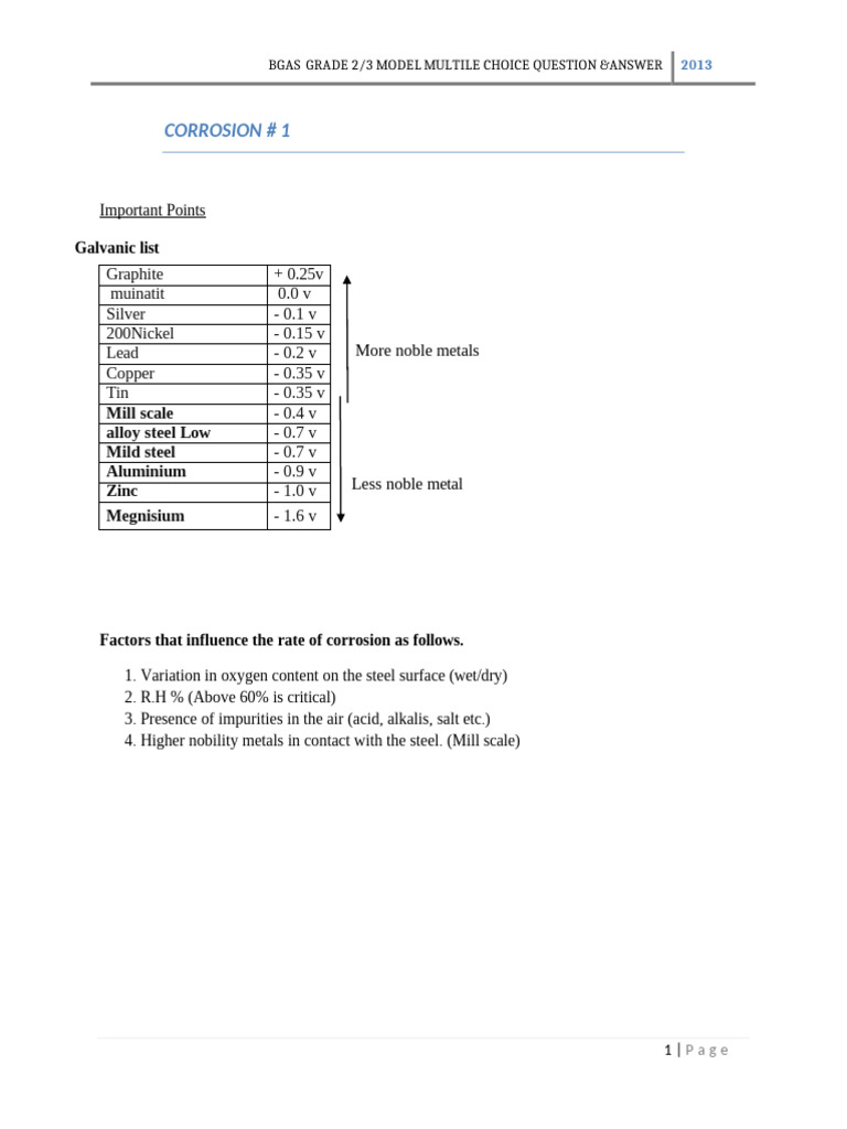 Bgas Exam.. | PDF | Corrosion | Anode