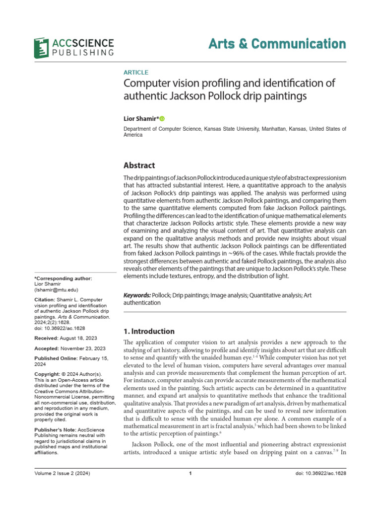 Computer Vision Profiling and Identification of Authentic Jackson ...