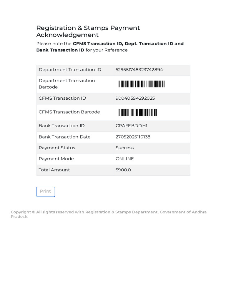 Registration - Ap.gov - in Igrs Utility Ms CfmsPaymentAckReceipt | PDF