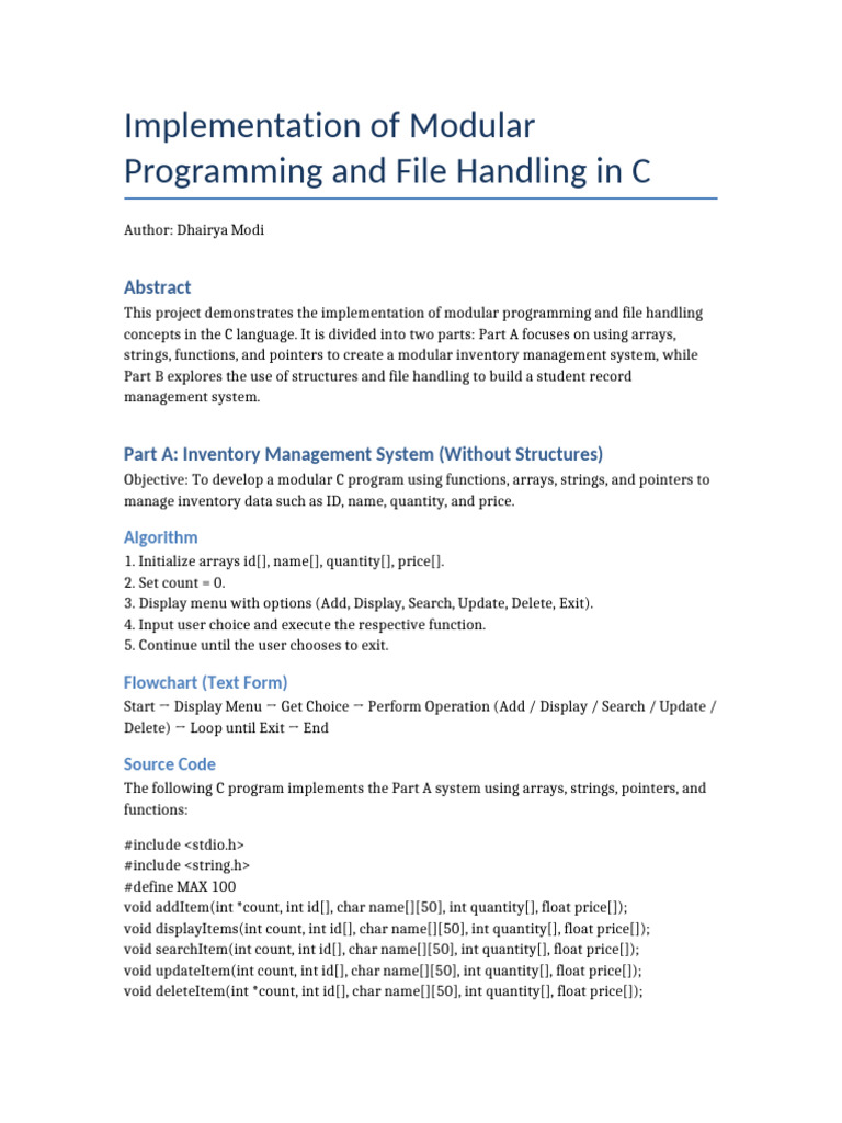 Dhairya Modi C Project Report | PDF | Pointer (Computer Programming ...