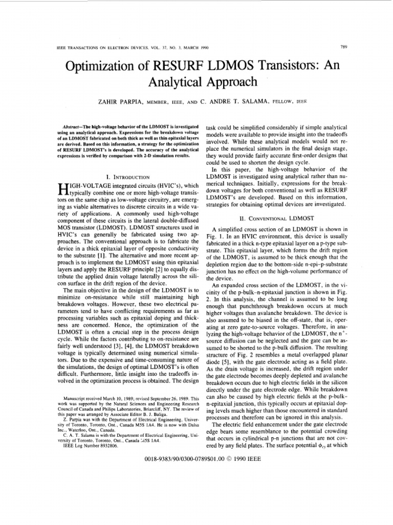 Optimizing RESURF LDMOST Performance | PDF | Field Effect Transistor ...