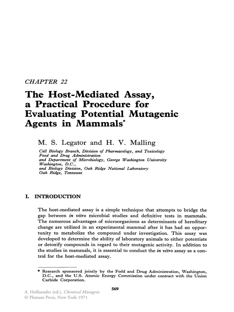 Host-Mediated Assay, A Practical Procedure For Evaluating Potential ...