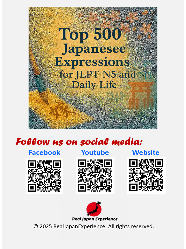 Top 500 Japanese Expressions You Must Know For JLPT N5 and Daily Life | PDF