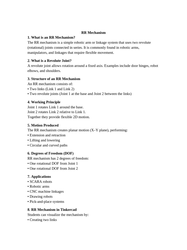 Understanding RR Mechanism in Robotics | PDF