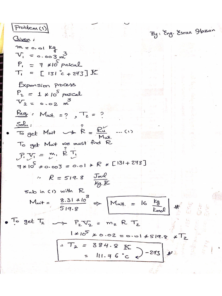 Thermo - Ideal Gas Problems | PDF