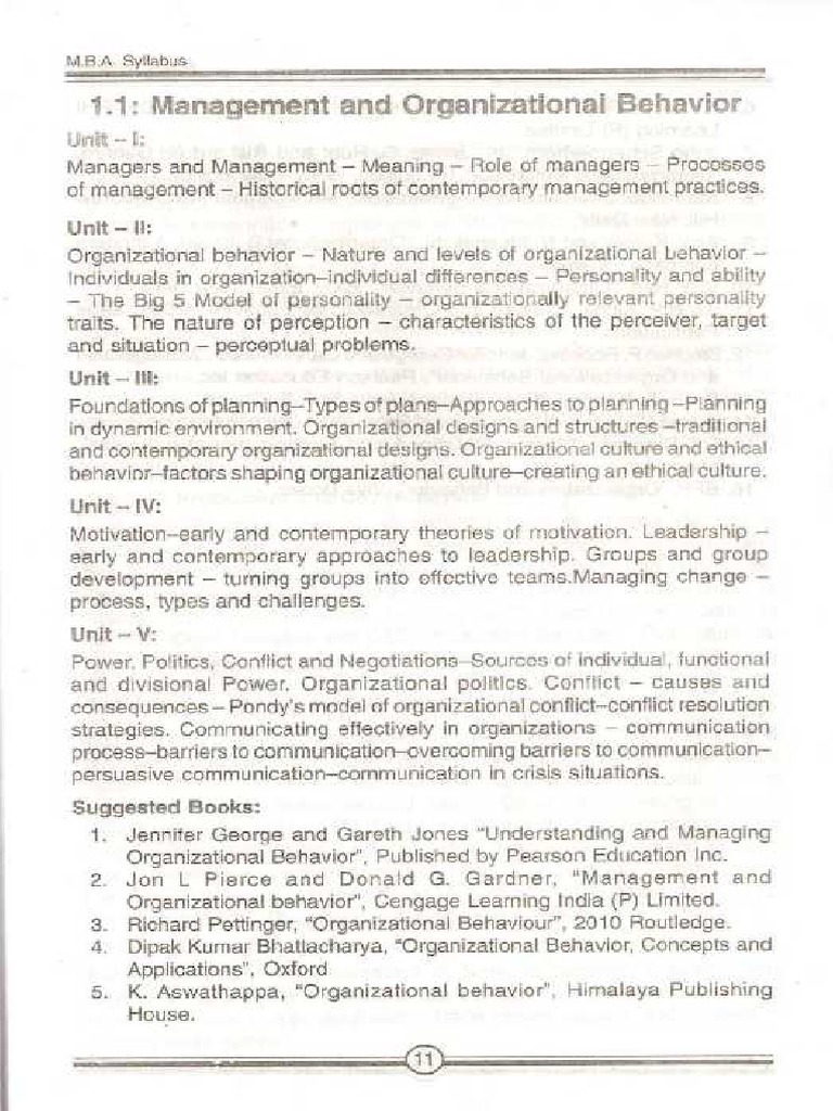 MBA (OU Syllabus) | PDF