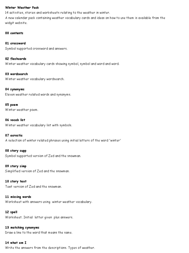 Winter Weather Activity Pack | PDF | Storms | Winter Storm