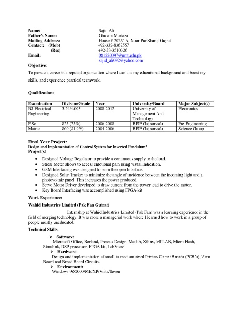 Sajid Ali's CV | PDF