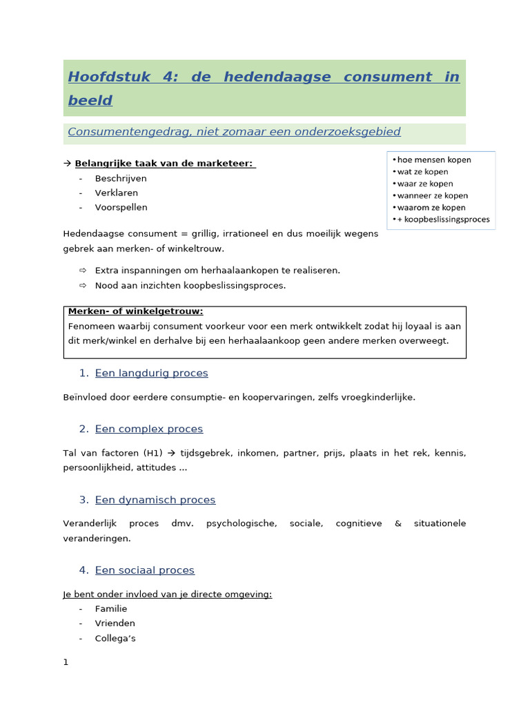 Hoofdstuk 4: de Hedendaagse Consument in Beeld: Consumentengedrag, Niet Zomaar Een ...