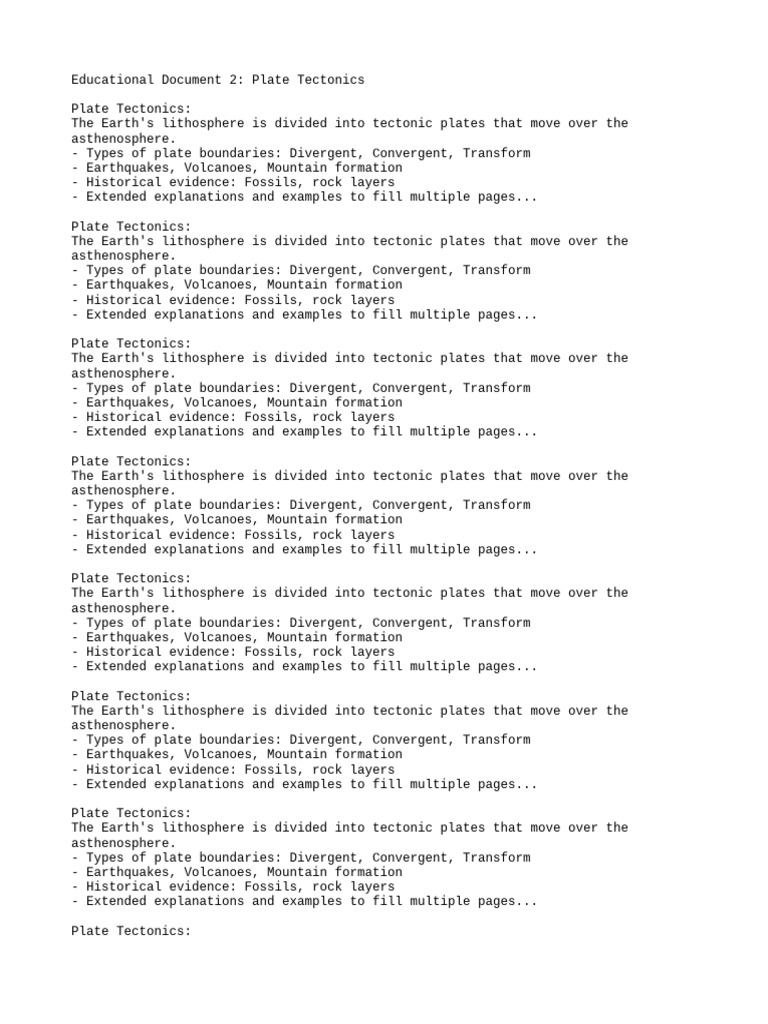 Document 2 Plate Tectonics | PDF | Plate Tectonics | Earth Sciences