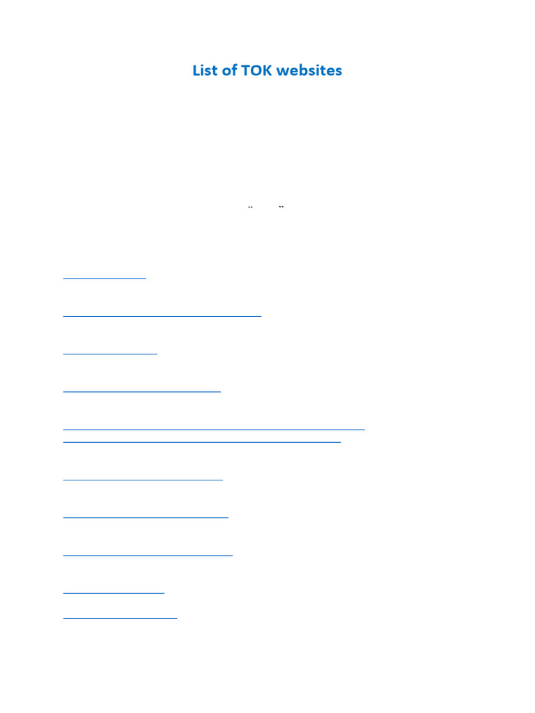 List of TOK Websites | PDF