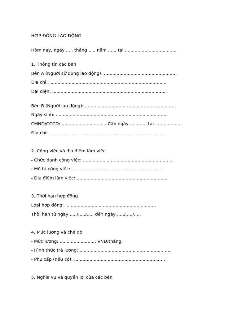 Hop Dong Lao Dong | PDF