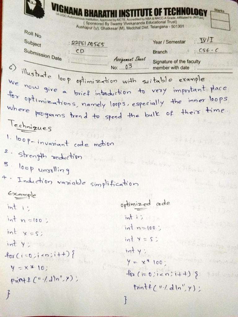 Compiler Design Assignment 3 | PDF