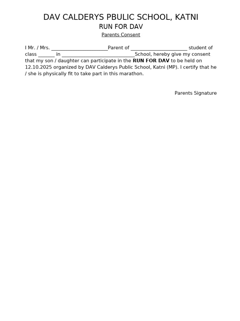 Consent For Marathon | PDF