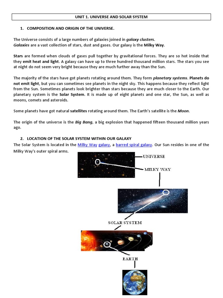 UNIT 1. Universe and Solar System | PDF | Solar System | Planets