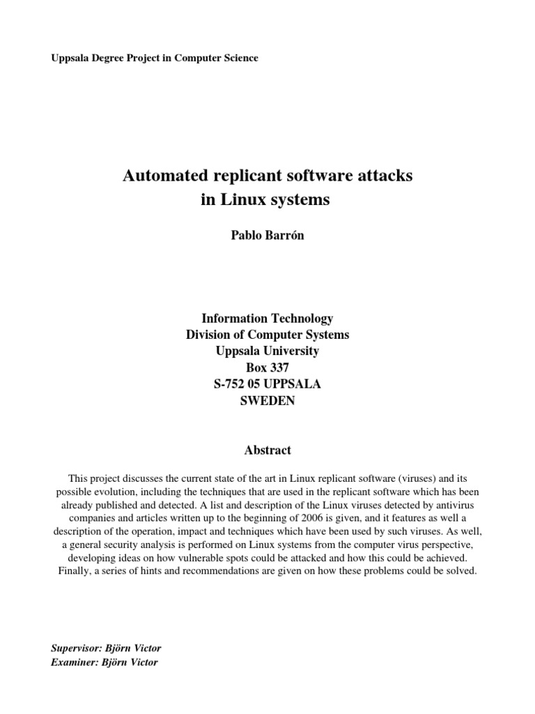 Automated Replicant Software Attacks in Linux Systems | Download Free PDF | Booting | Computer Virus