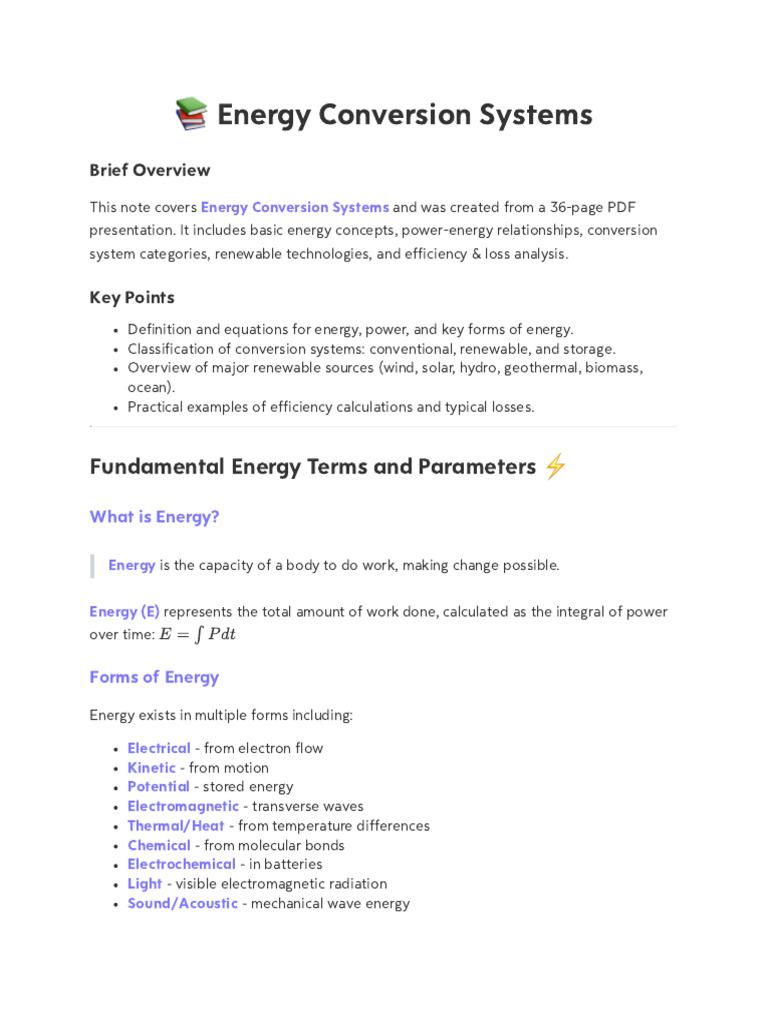 Energy Conversion Systems Overview | PDF | Hydroelectricity | Renewable ...