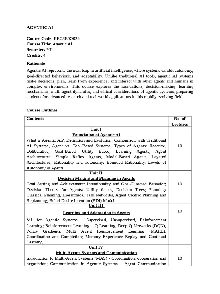 Agentic AI Course Overview and Outline | PDF | Artificial Intelligence ...