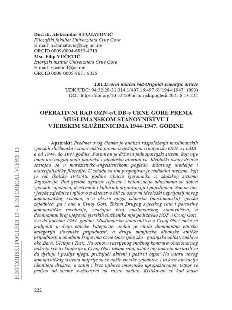 Aleksandar Stamatovic Filip Vucetic 222 240 | PDF