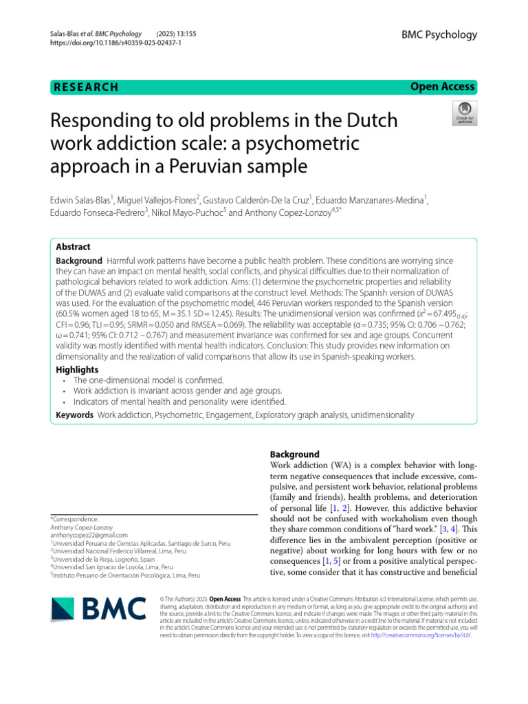 Responding To Old Problems in The Dutch Work Addiction Scale: A ...